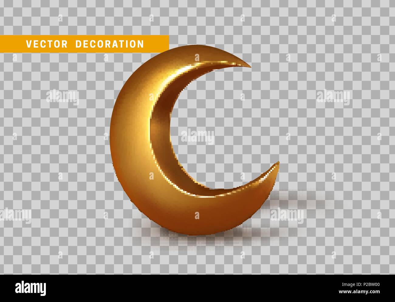 Golden crescent 3d design isolated on transparent background. Vector ...