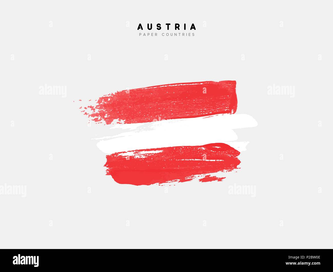 Flag of Austria. Processed with realistic watercolor ink. Isolated on ...