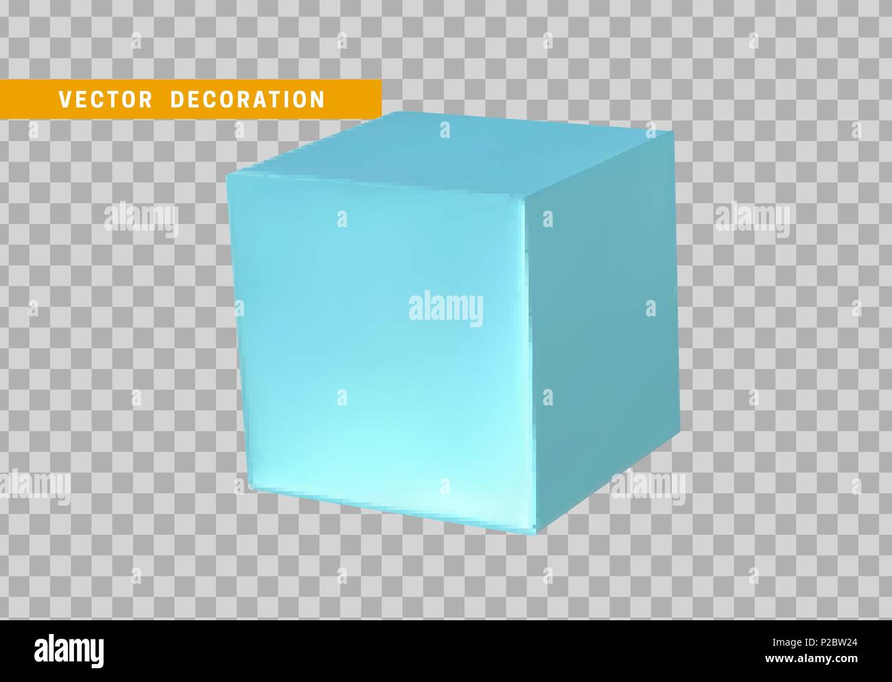 Blue 3d cube, geometric square isolated realistic on transparent ...