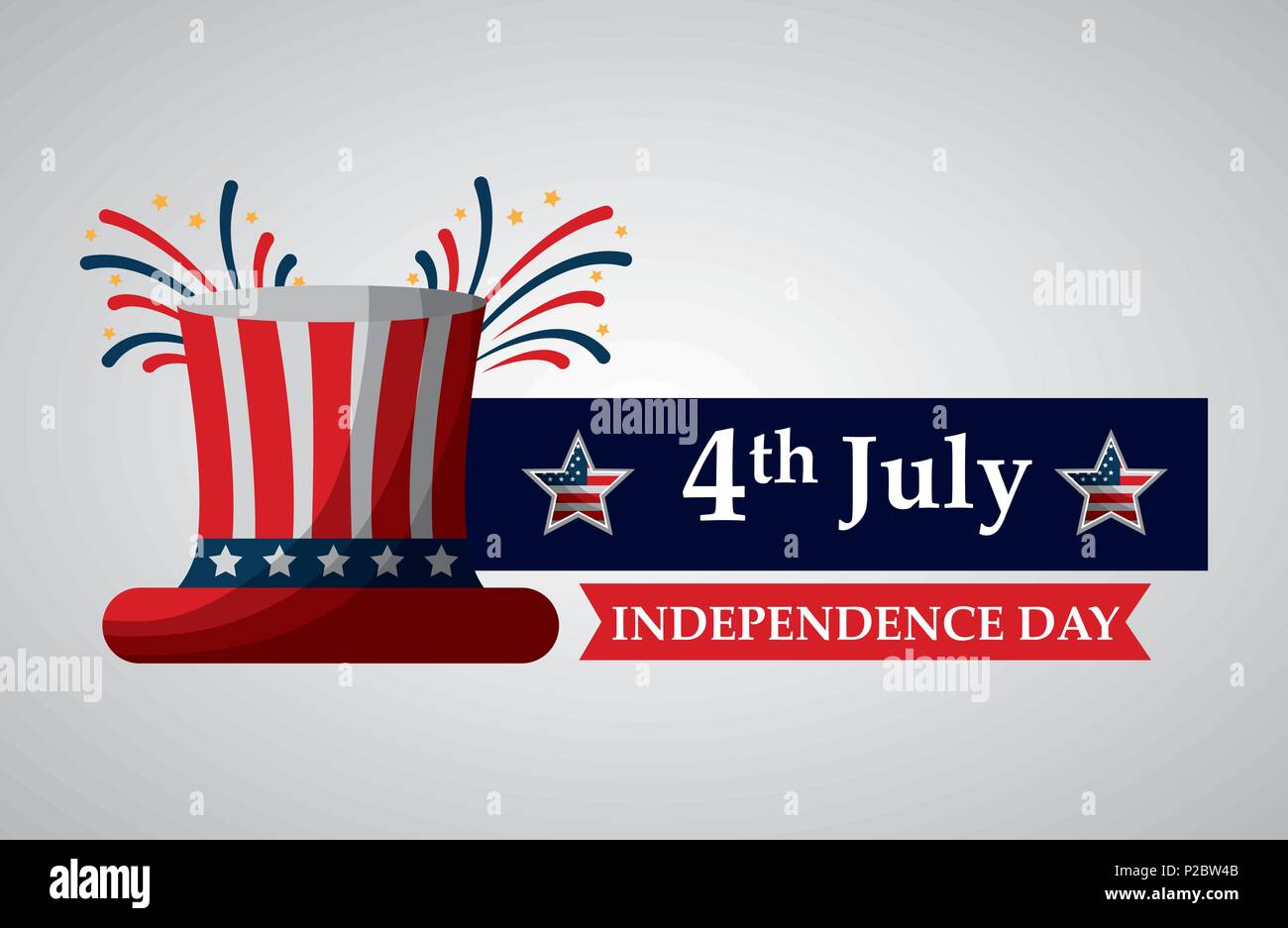 top hat with fireworks banner american independence day vector ...