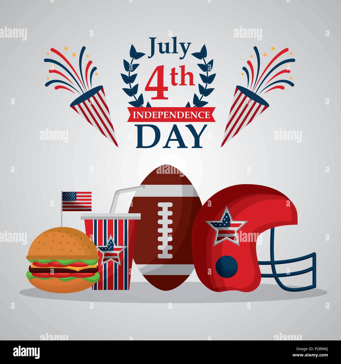 american independence day football ball helmet burger soda celebrating ...