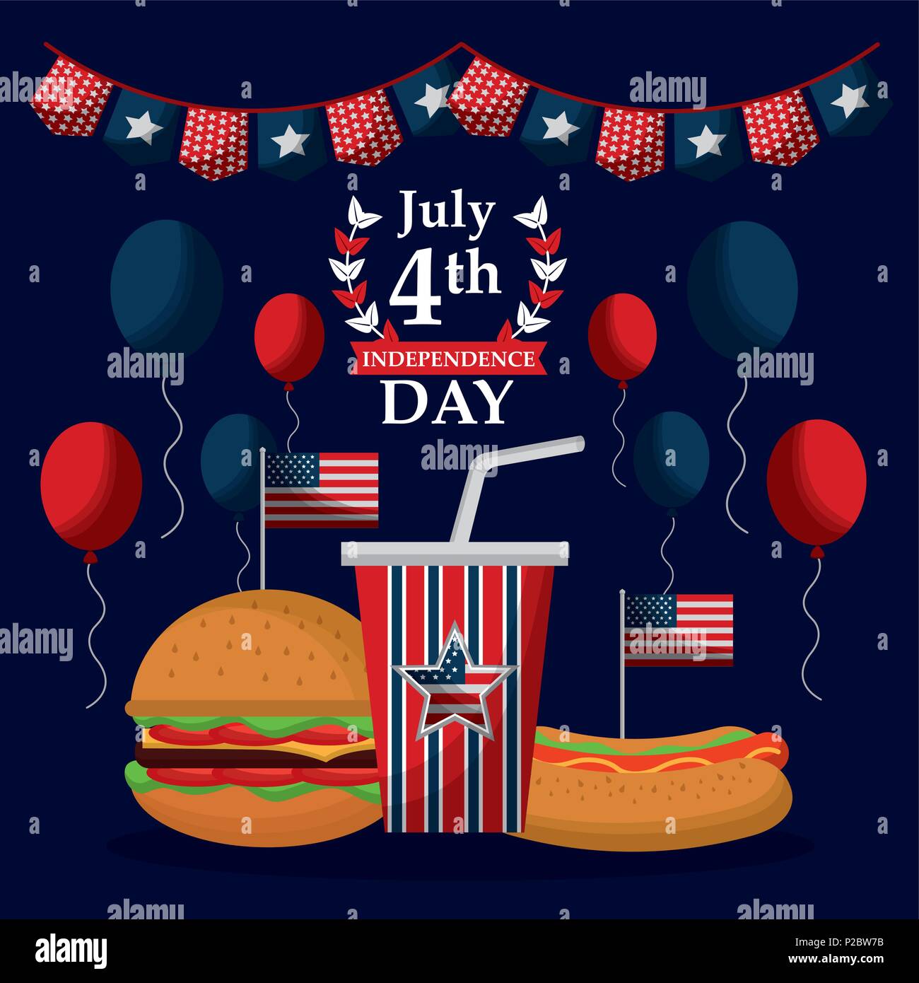 fast food celebration 4 july american independence day vector ...