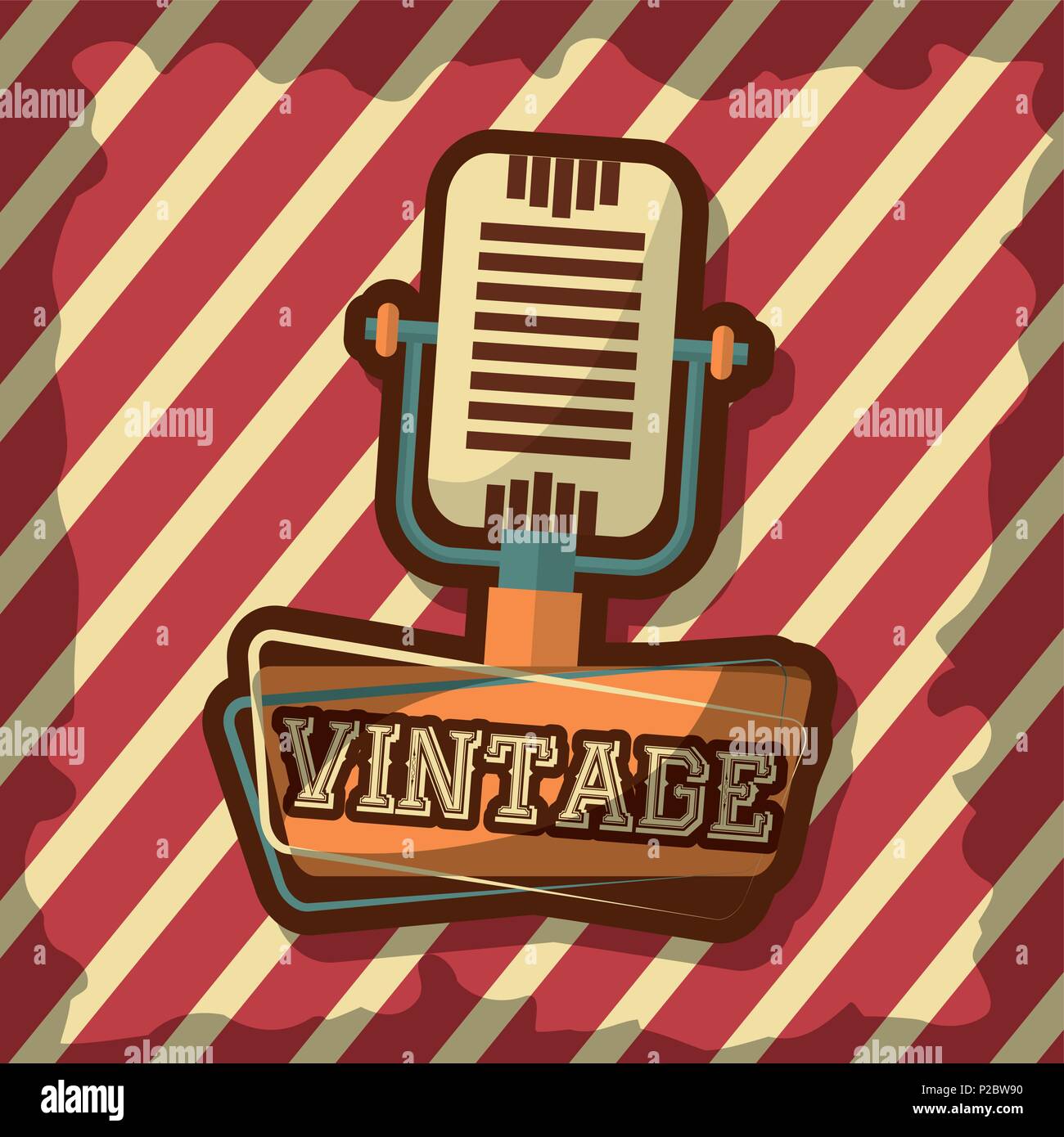 retro vintage microphone voice label vector illustration Stock Vector ...