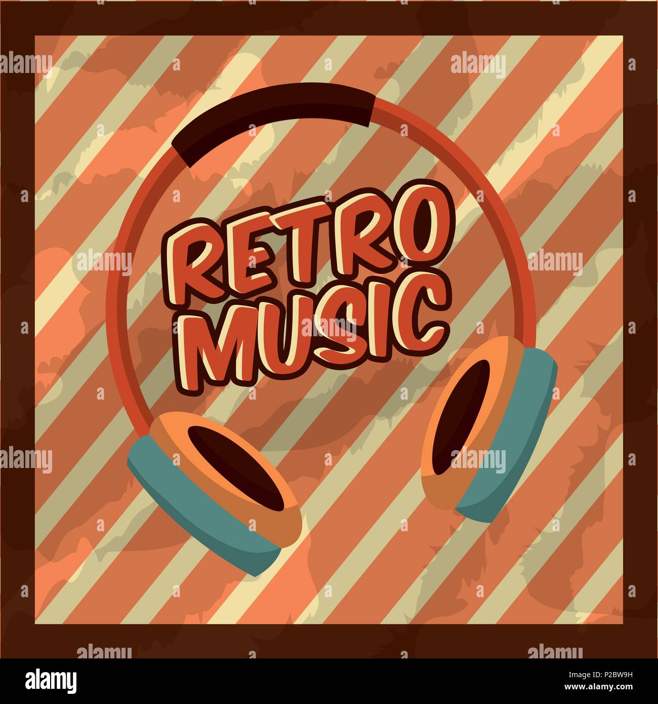 retro vintage headphones audio music vector illustration Stock Vector ...
