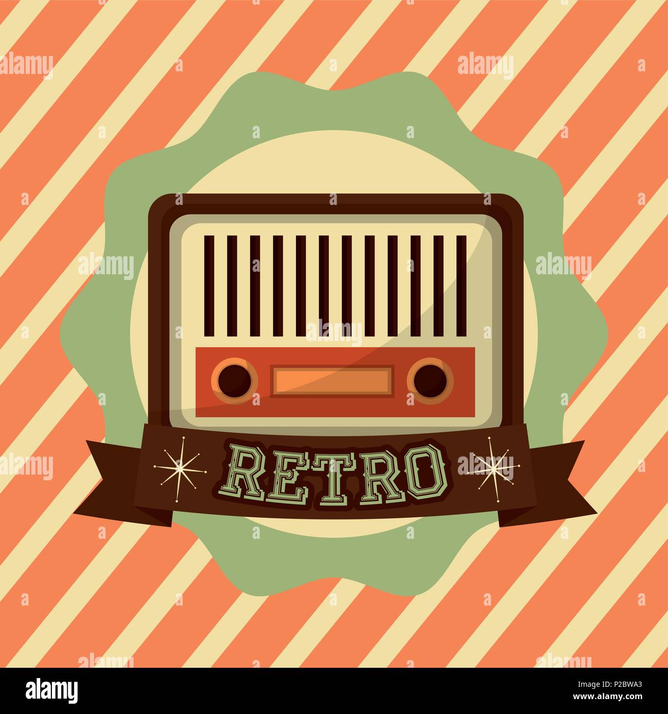 retro vintage radio music antique emblem vector illustration Stock ...