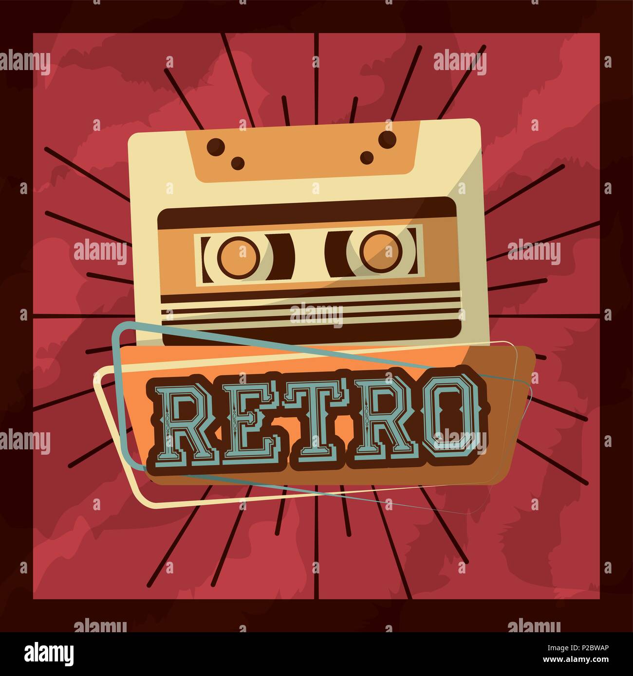 retro vintage cassette tape record music vector illustration Stock ...
