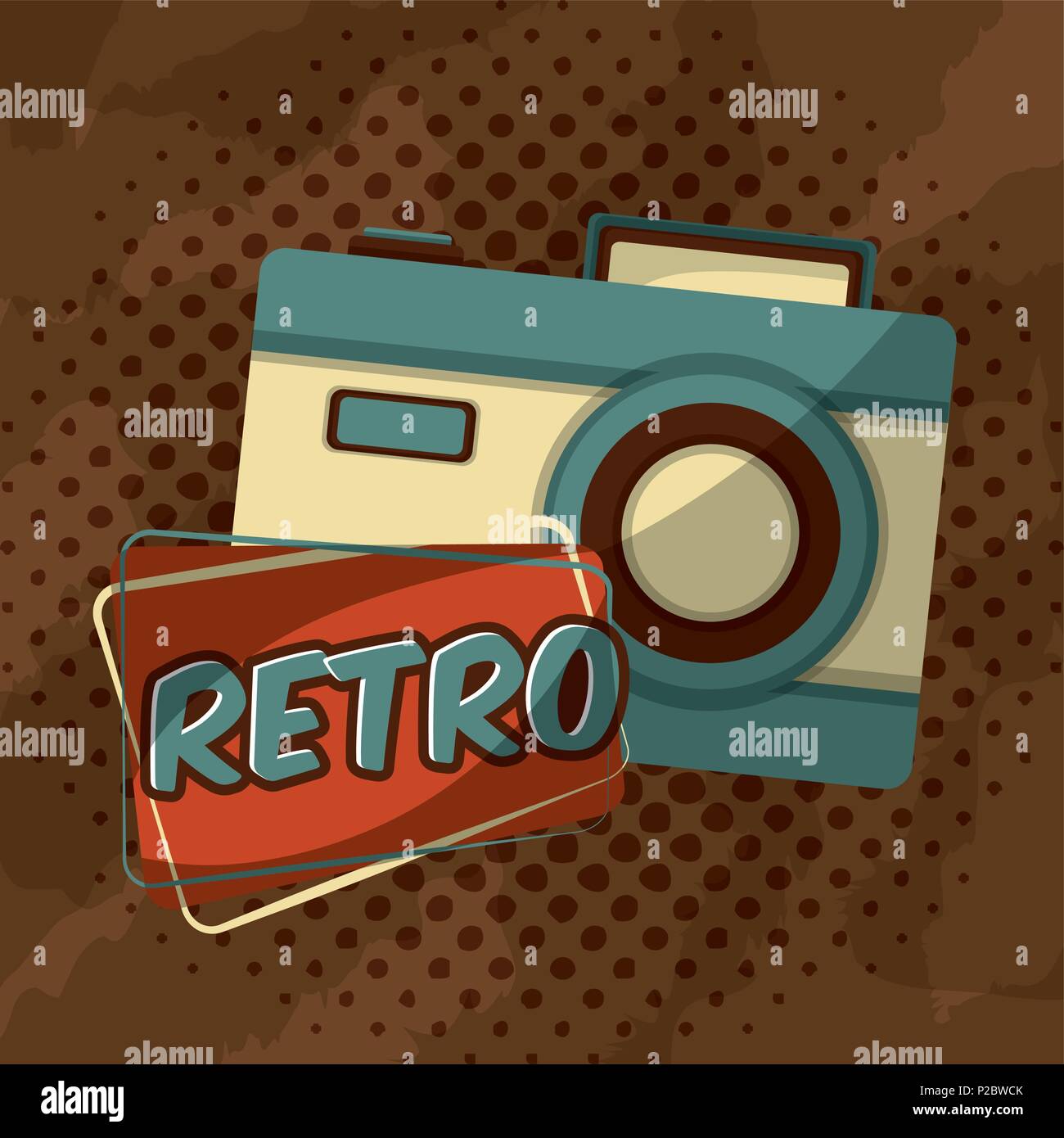 retro vintage photo camera halftone style vector illustration Stock ...