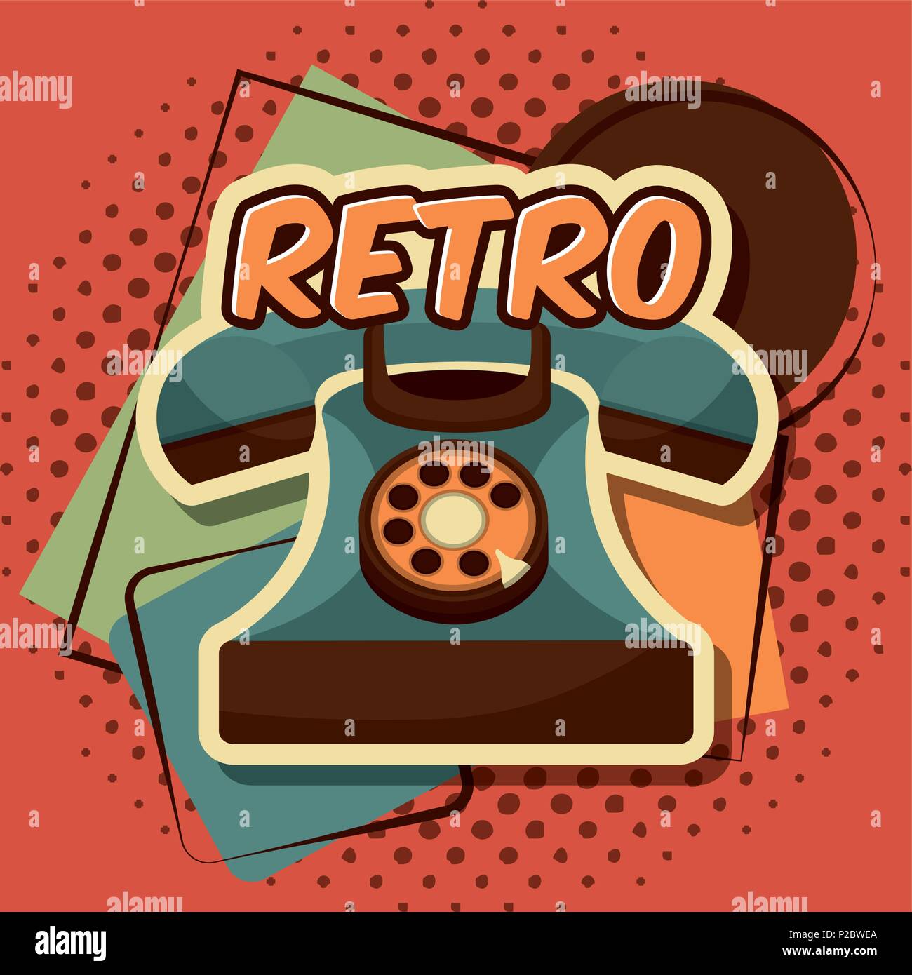 retro vintage telephone call communication device vector illustration ...