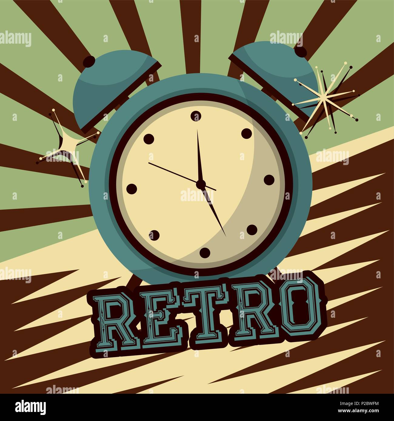 retro vintage clock alarm device classic vector illustration Stock ...