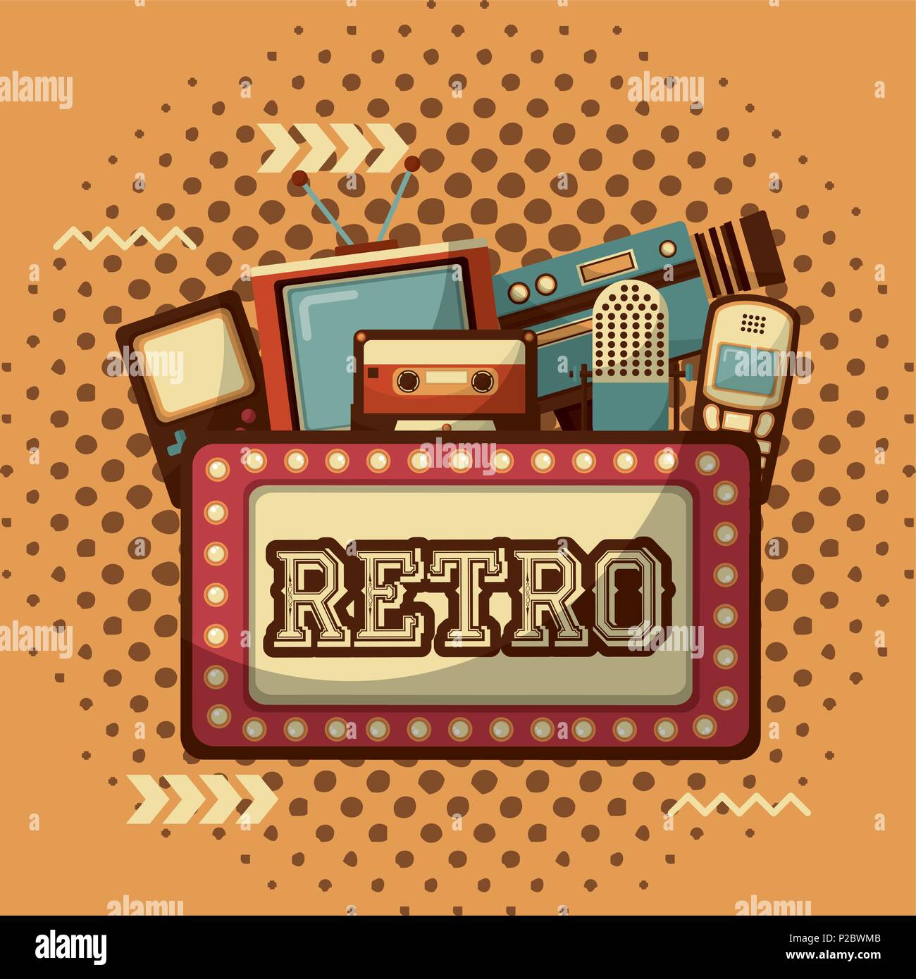 classic technology devices retro vintage vector illustration Stock ...