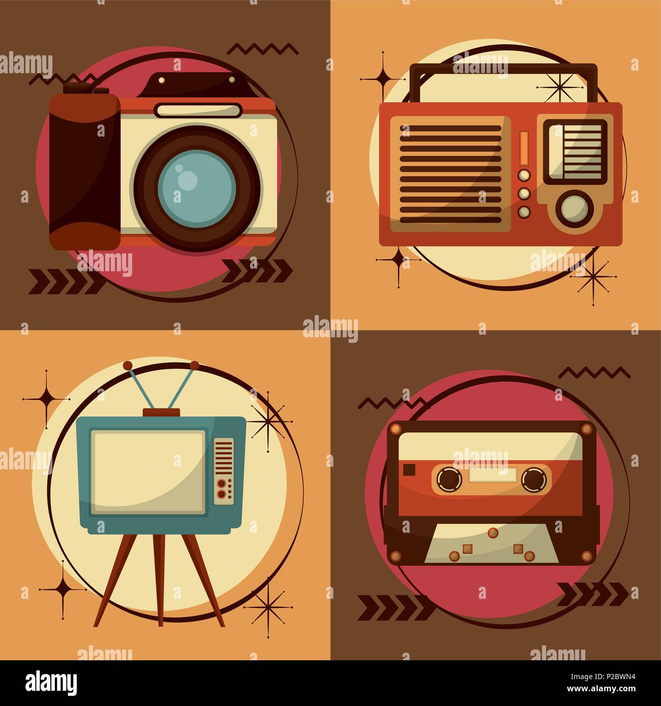 set of retro vintage devices vector illustration Stock Vector Image ...