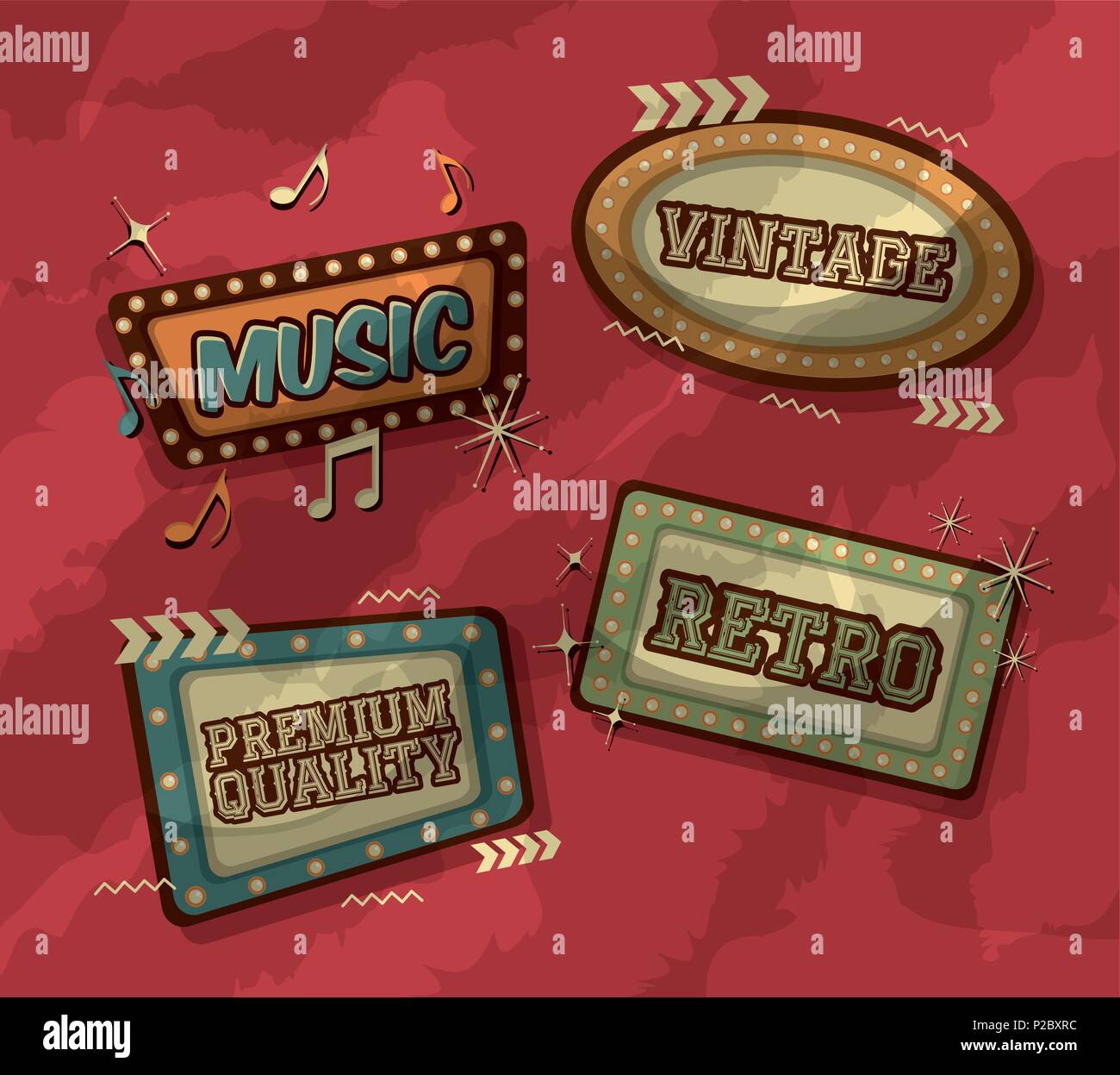 billboards with light style premium music retro vintage vector ...