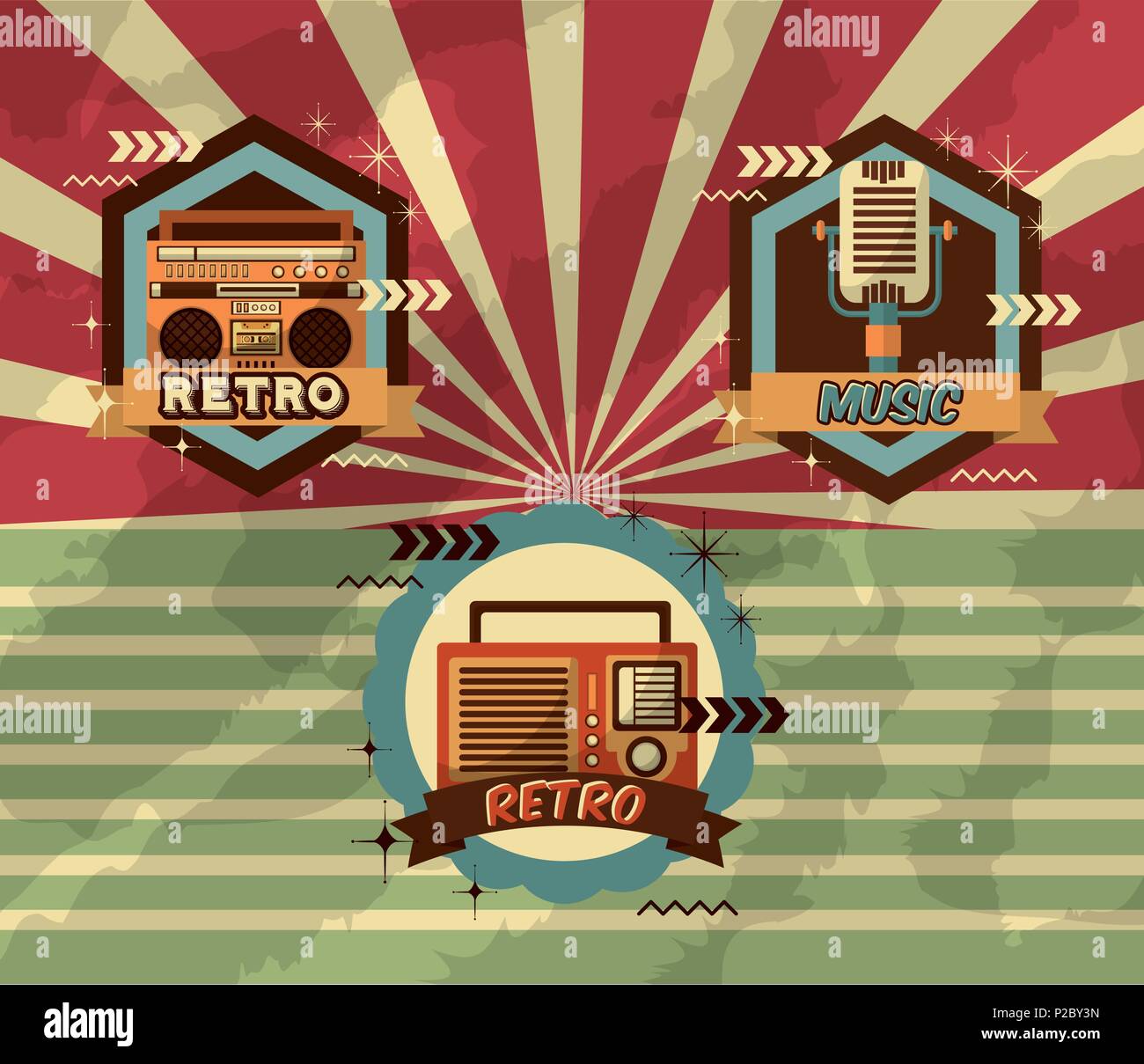 set of retro vintage devices classic design vector illustration Stock ...