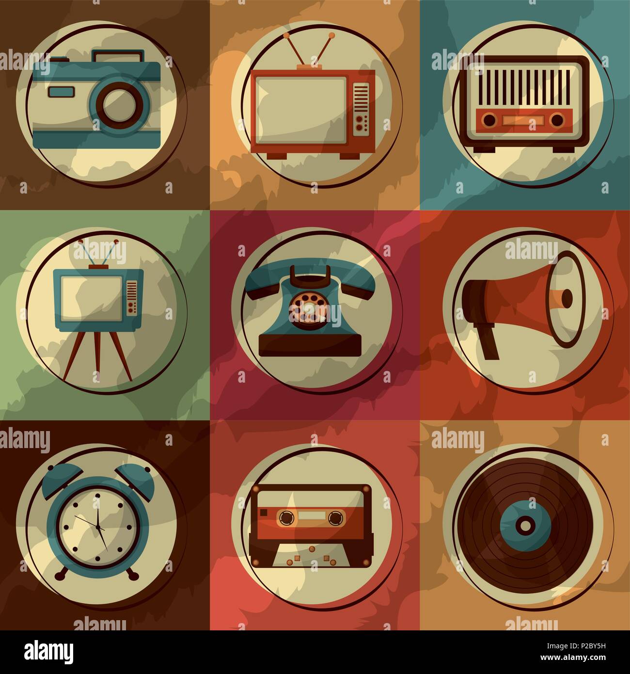 set of retro vintage devices classic design vector illustration Stock ...