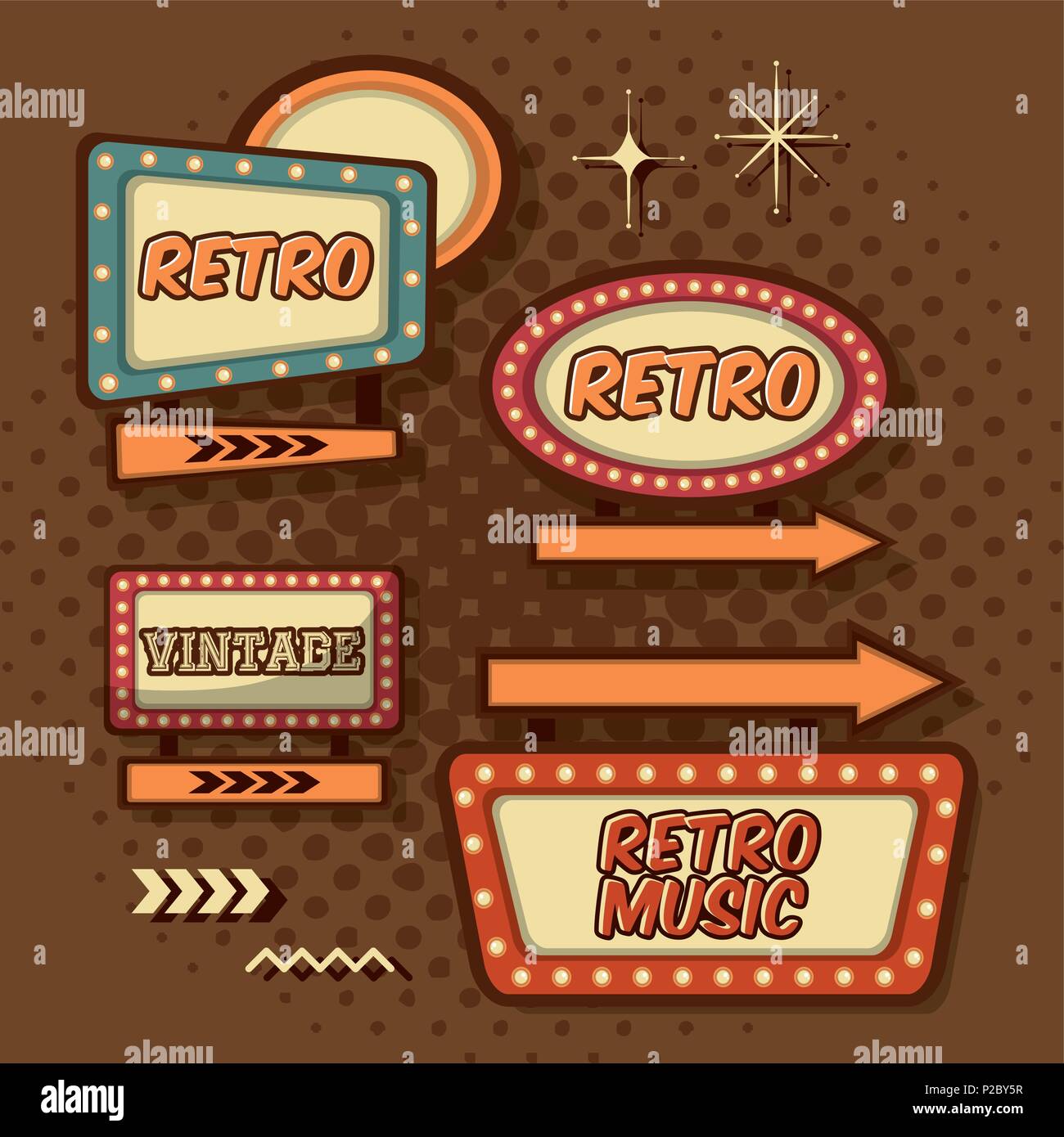 collection billboards arrow advertising retro vintage halftone vector ...
