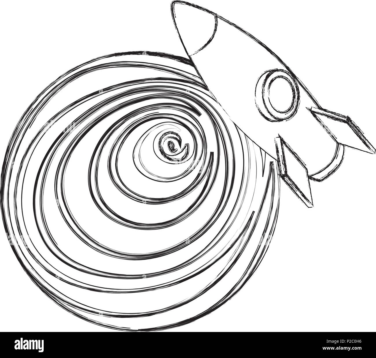 rocket flying in space around planet Stock Vector Image & Art - Alamy