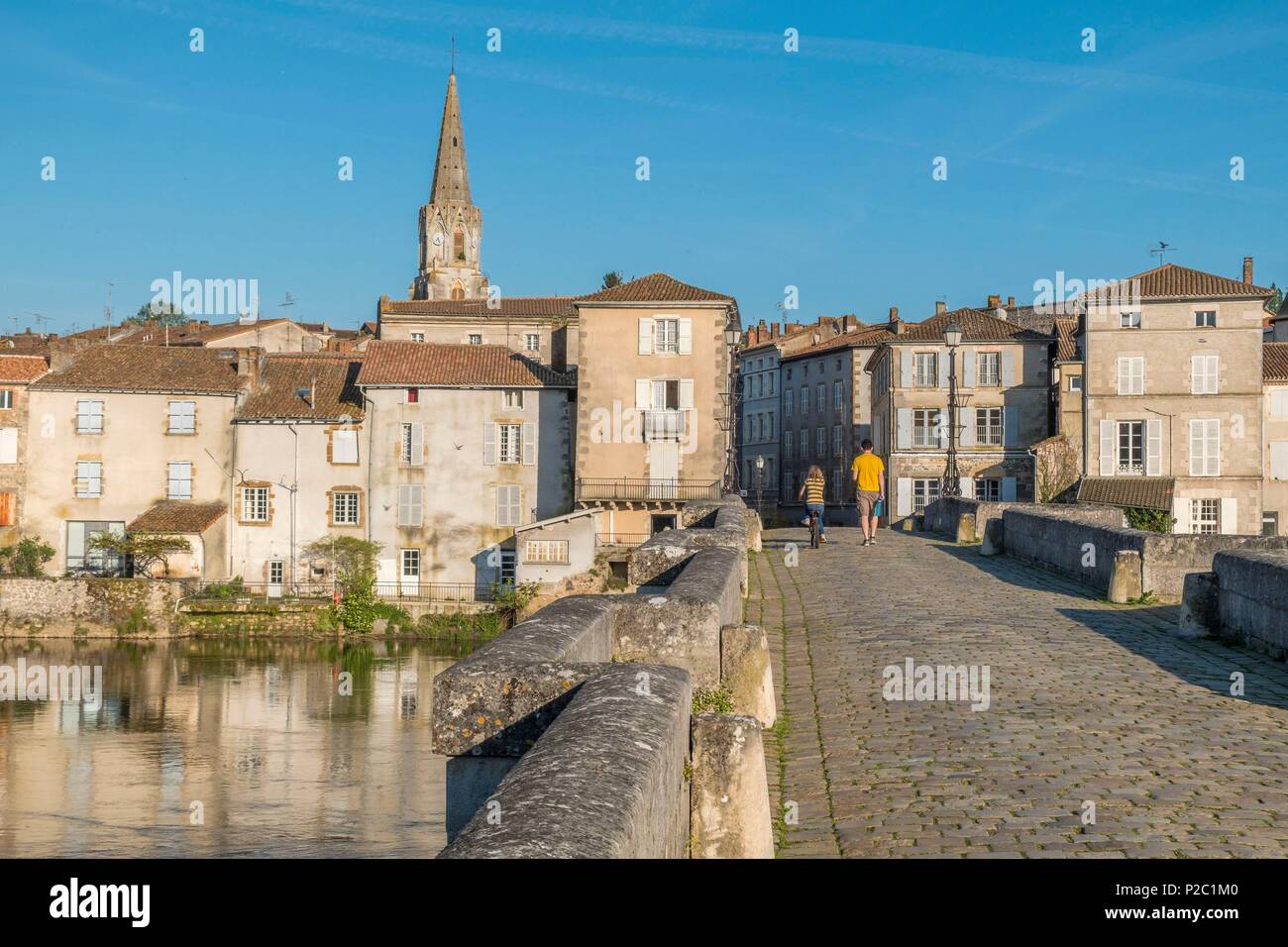 France, Charente, Confolens, thirteenth century bridge, Vienne valley ...