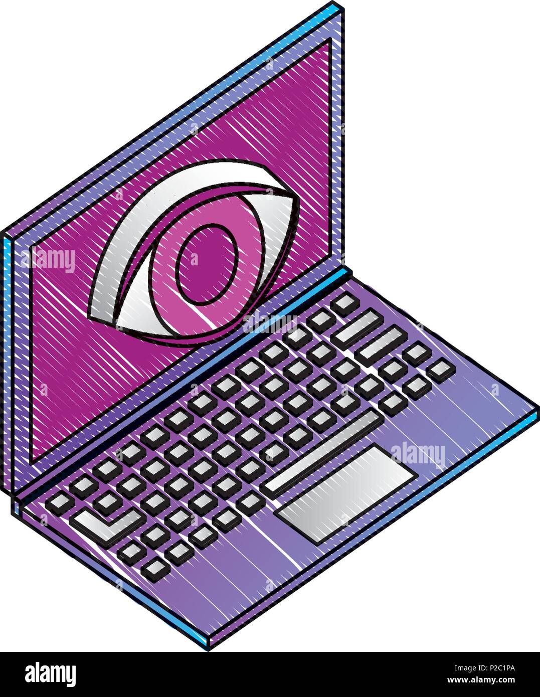 laptop computer and eye surveillance Stock Vector Image & Art - Alamy