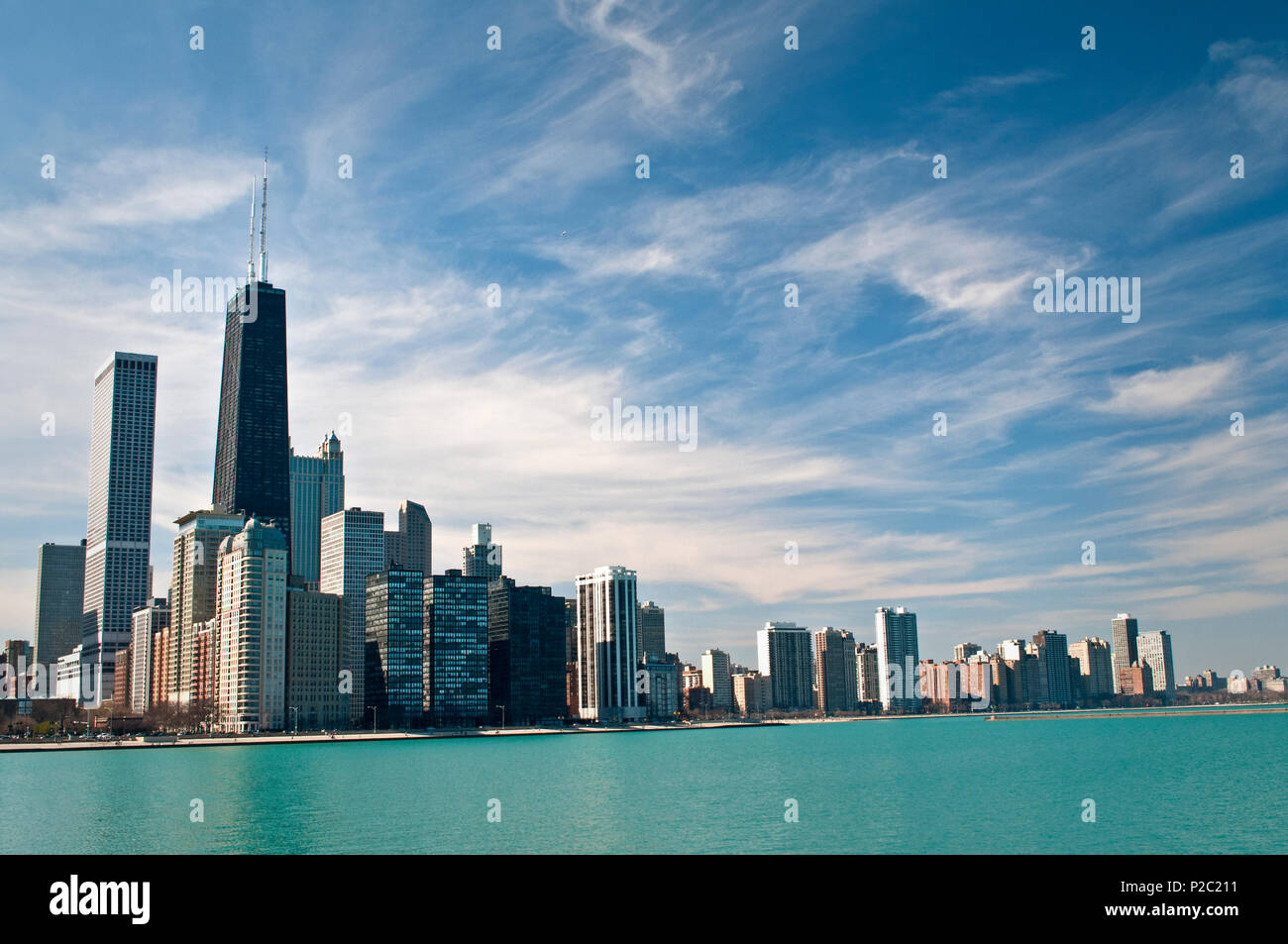 Looking across Lake Michigan at the Chicago skyline from Jane Adams ...