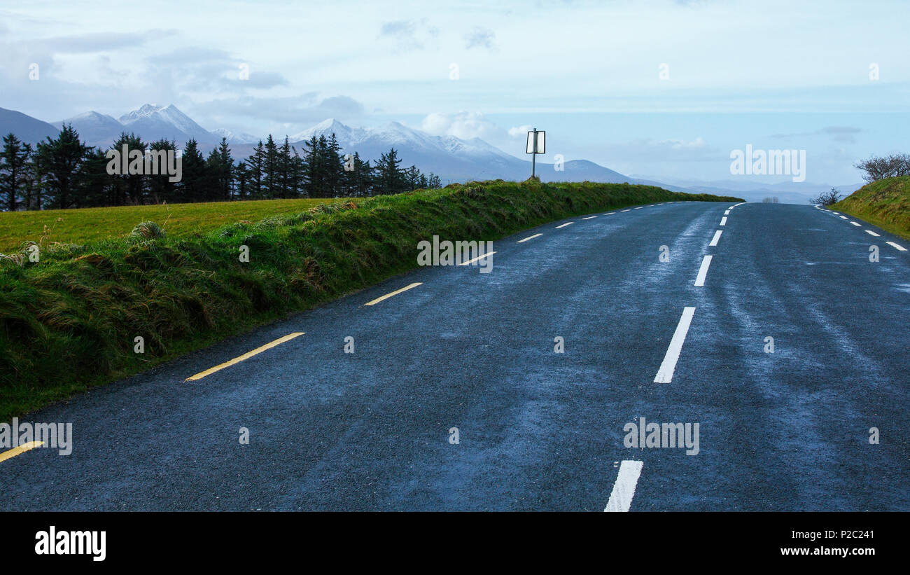 Ring of Kerry road, N70 in Ireland. Killarney landscape with the ...