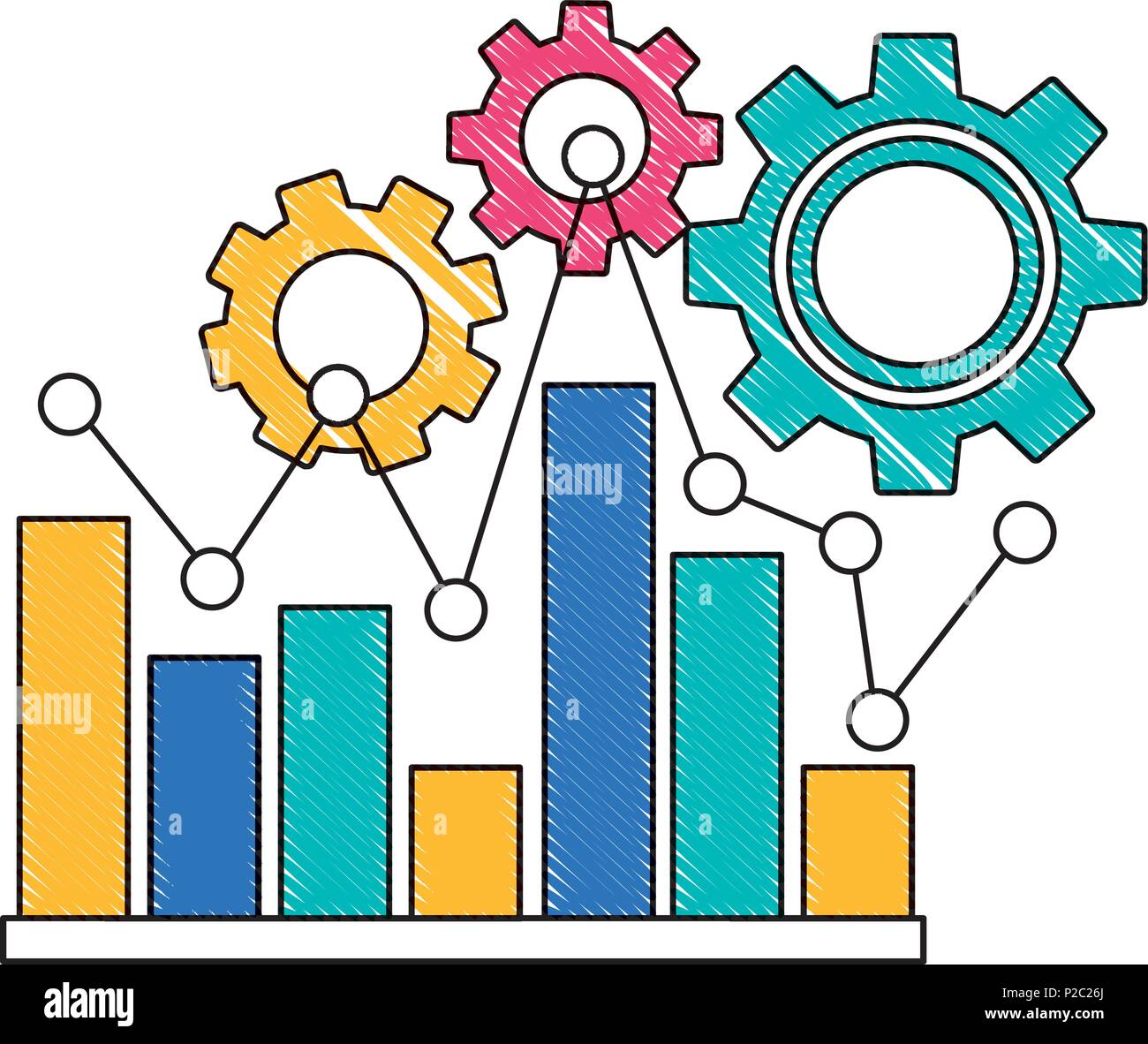 statistical graphics with gears isolated icon Stock Vector Image & Art ...