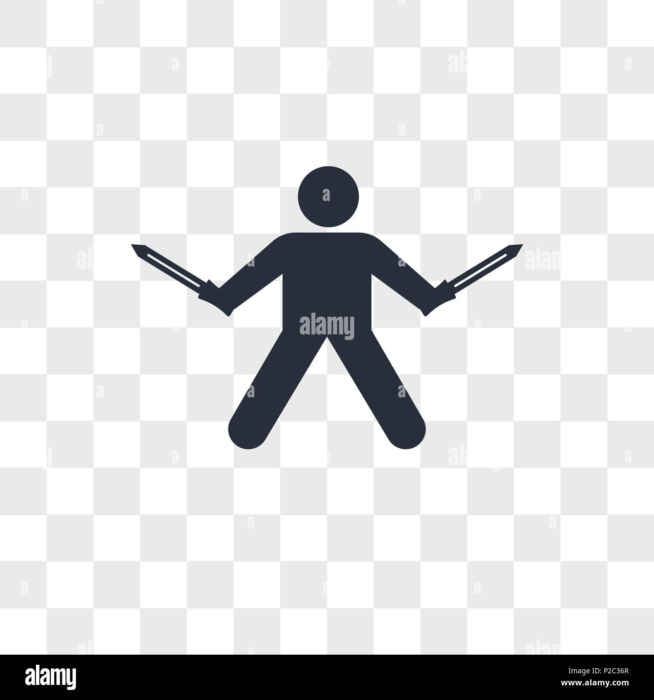 man with two swords vector icon isolated on transparent background, man ...