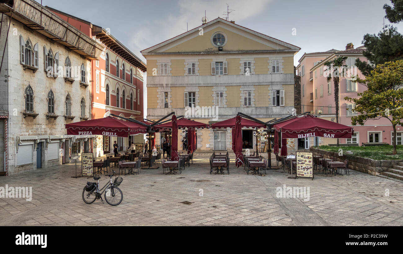 Porec, Istria, Croatia, April, 2018 - An empty restaurant terrace ...