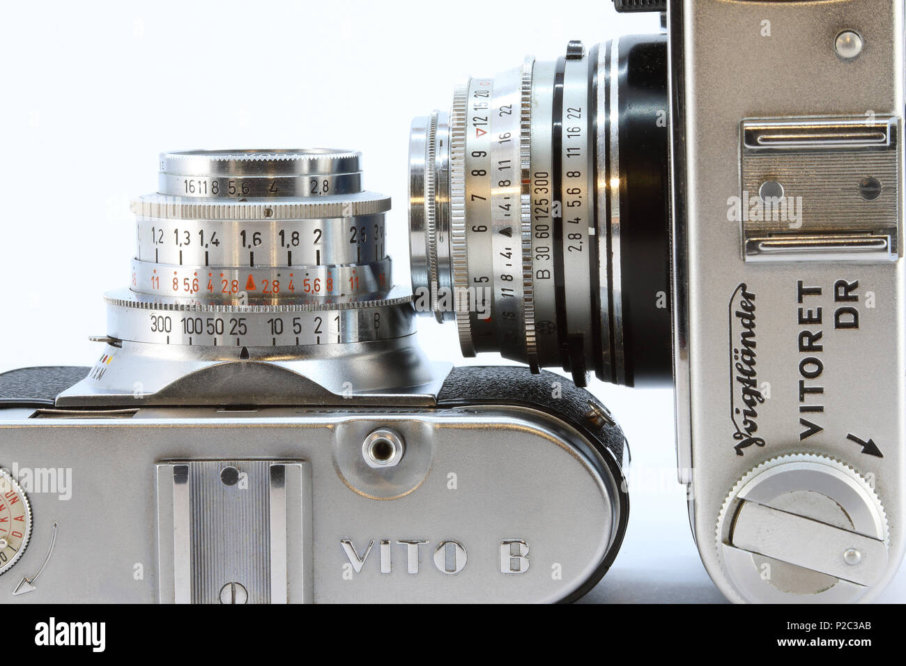 Retro VOIGTLANDER Vitoret DR and Vito B Camera profile on white ...