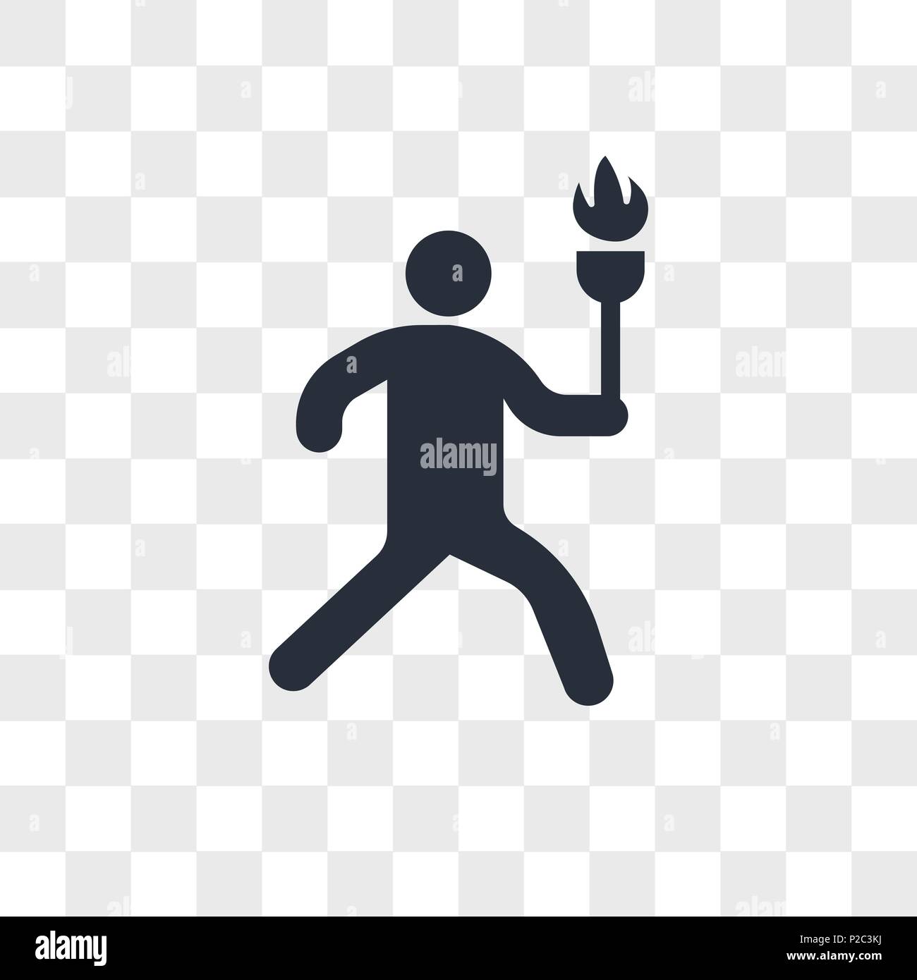 Man running with sport torch vector icon isolated on transparent ...