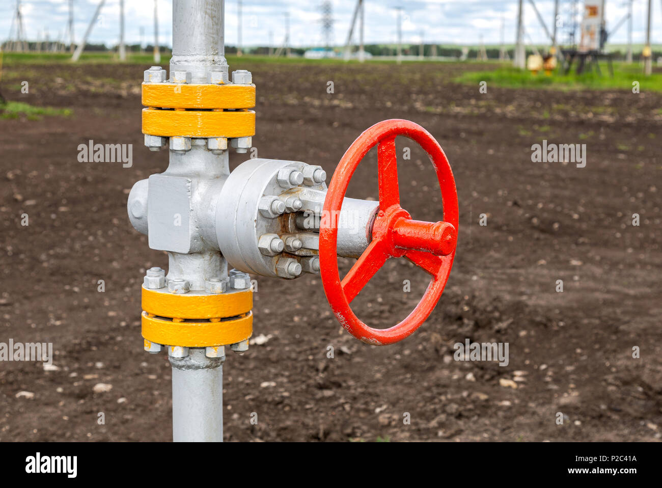 Pipeline with control valve. Industrial business concept Stock Photo ...