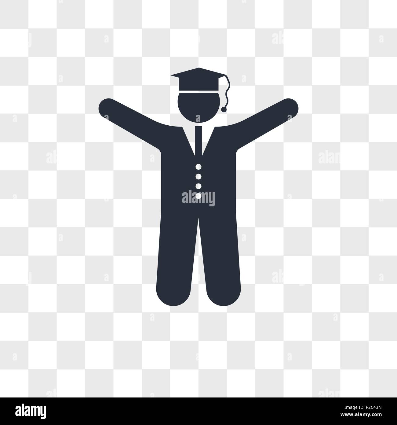 Graduated student celebrating vector icon isolated on transparent ...