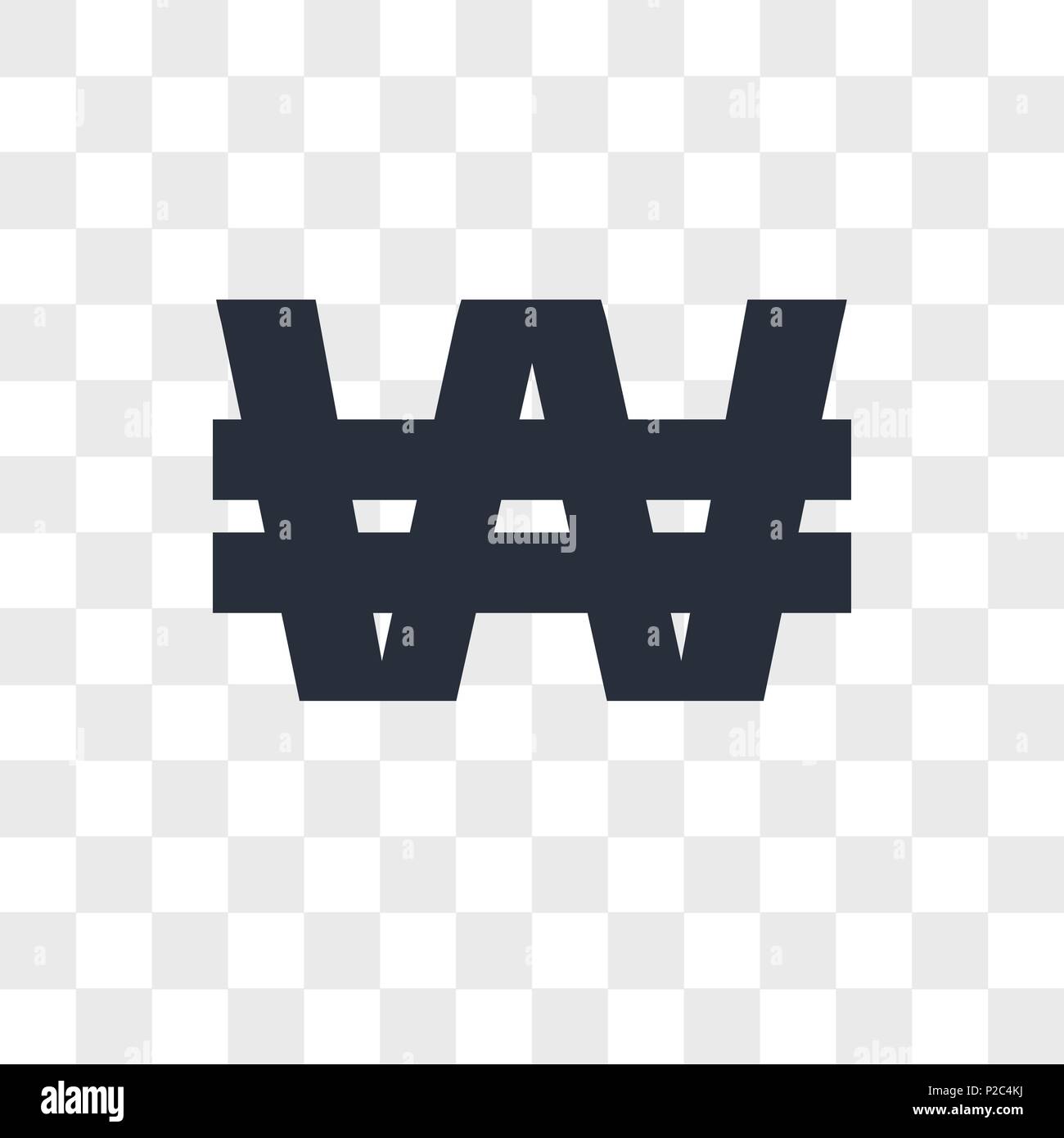 South Korea currency vector icon isolated on transparent background ...