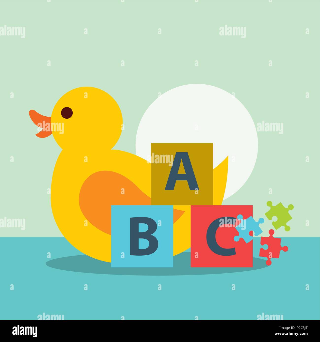 toys rubber duck puzzle and blocks alphabet Stock Vector Image & Art ...
