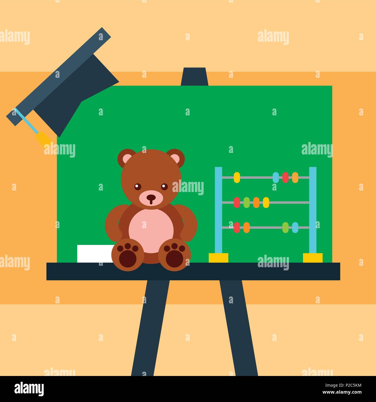 chalkboard bear teddy abacus and graduation cap Stock Vector Image ...