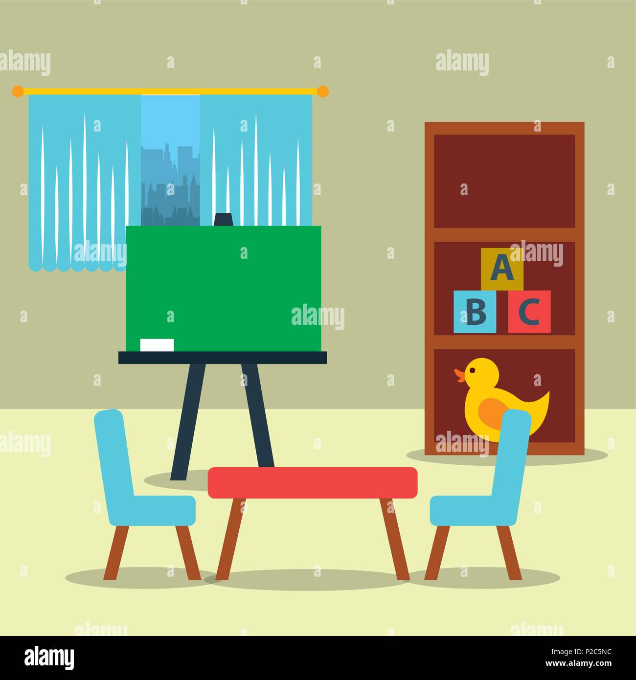 Classroom Kinder Chalkboard Table Chair Toys Stock Vector Image And Art Alamy