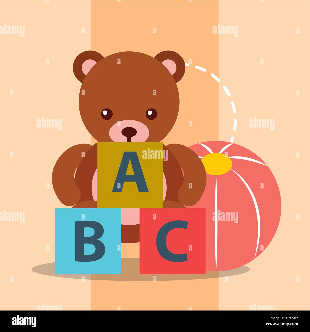 toys bear teddy plastic ball and blocks alphabet Stock Vector Image ...