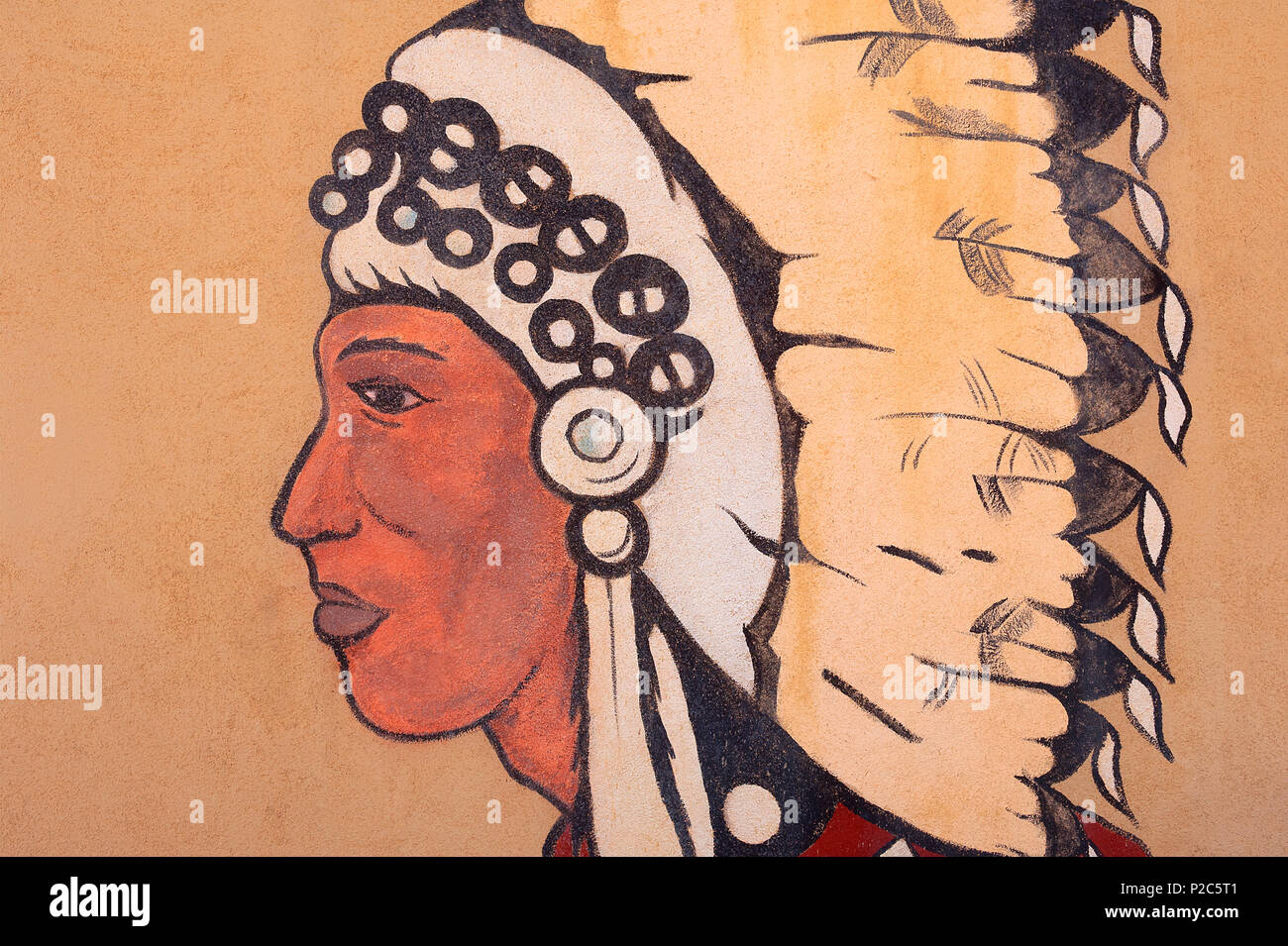 Mural of Native American chief, New Mexico, USA Stock Photo - Alamy