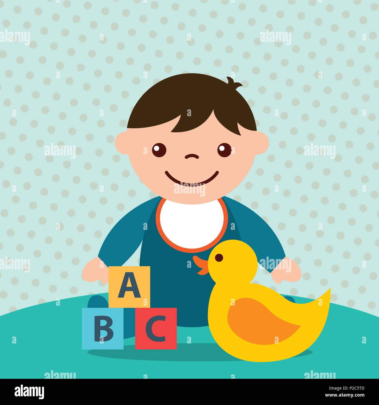 cute toddler boy blocks alphabet and duck toys Stock Vector Image & Art ...