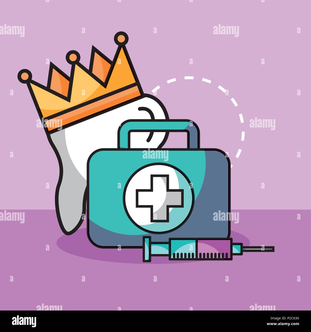 tooth crown syringe and kit first aid Stock Vector Image & Art - Alamy