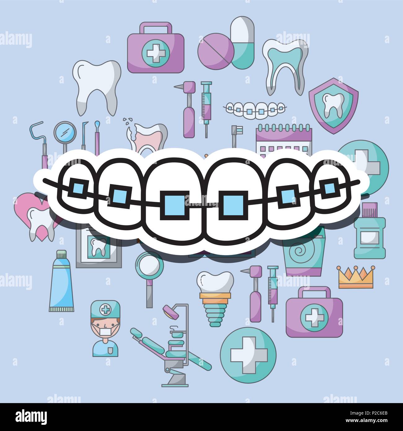 orthodontics dental care and treatment therapy Stock Vector Image & Art ...