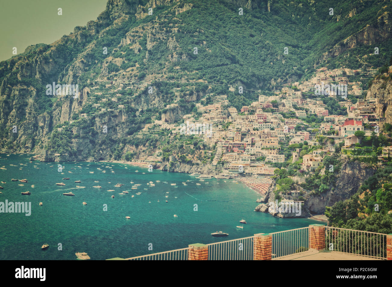 Panorama of the Positano coast - Italy Stock Photo - Alamy