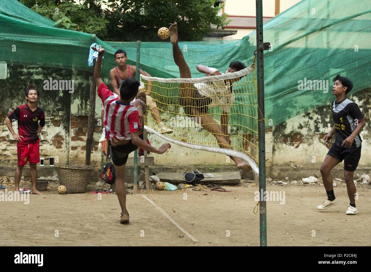 Myanmar, Mandalay, game of Chinlon Stock Photo - Alamy