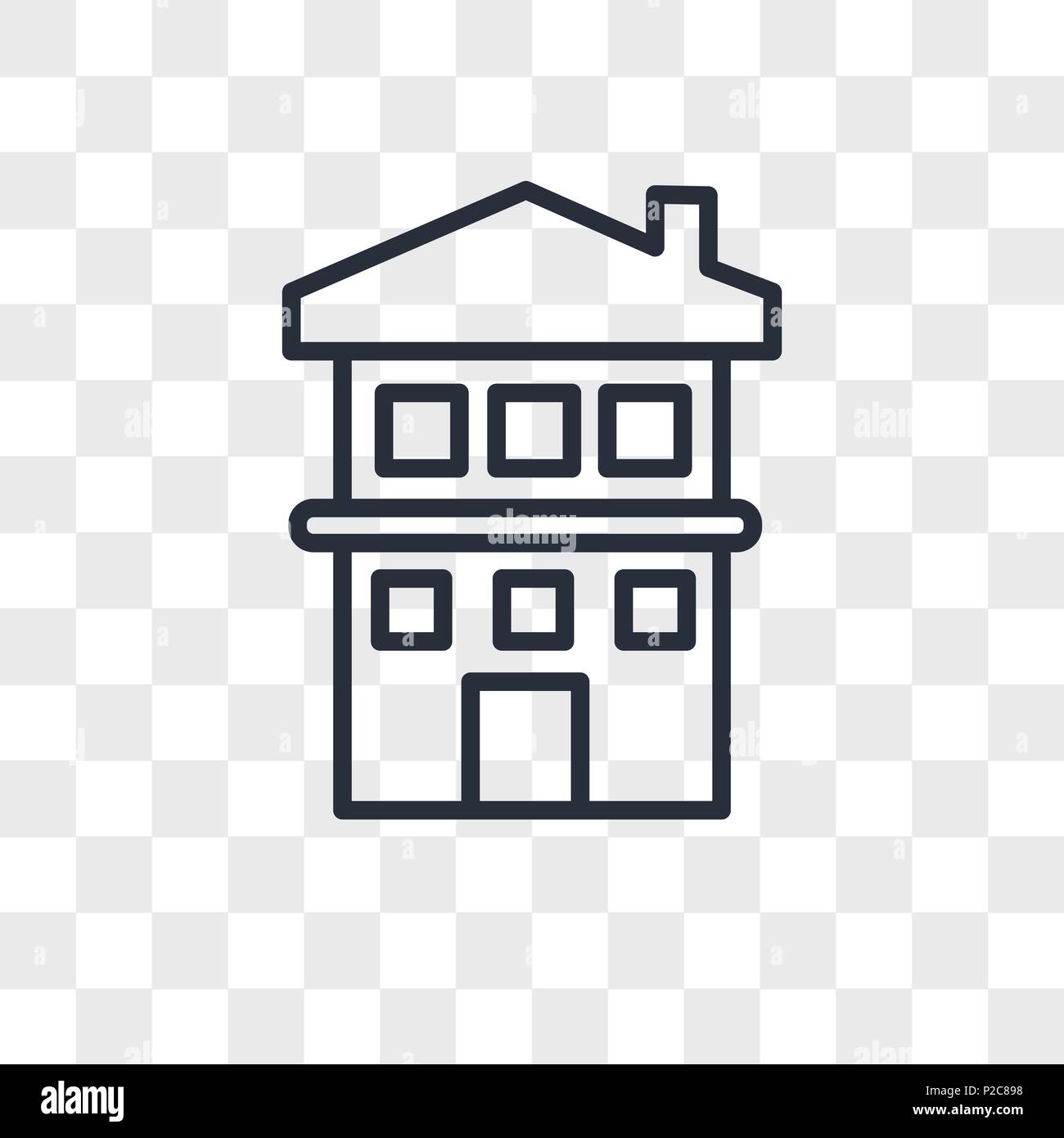 two story house vector icon isolated on transparent background, two ...