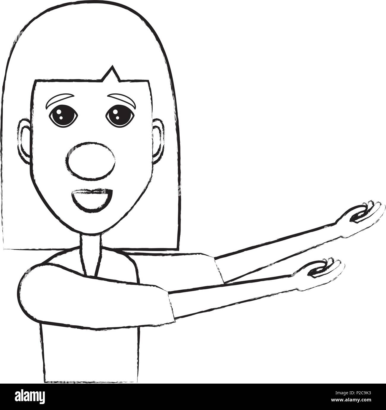 Woman with red nose icon over white background, vector illustration ...