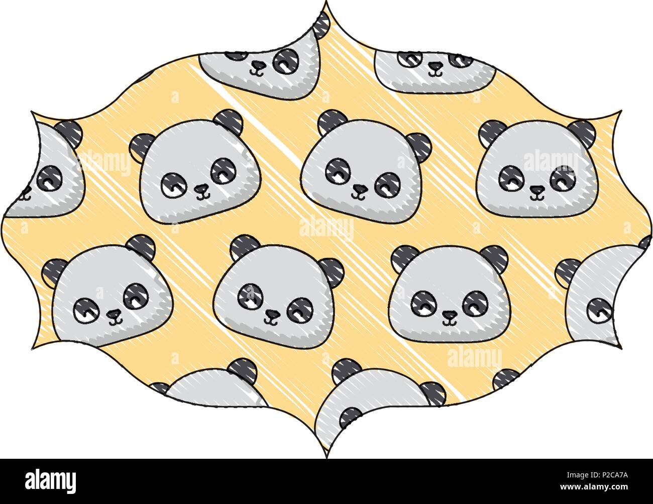arabic frame with Panda bear pattern over white background, vector ...