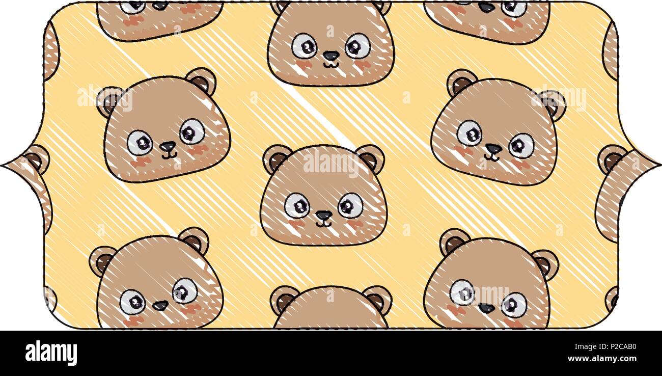 banner with cute bear pattern over white background, vector ...