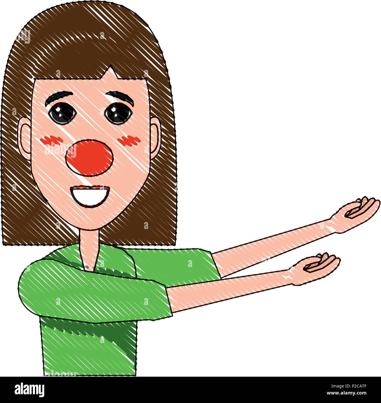Woman with red nose icon over white background, vector illustration ...