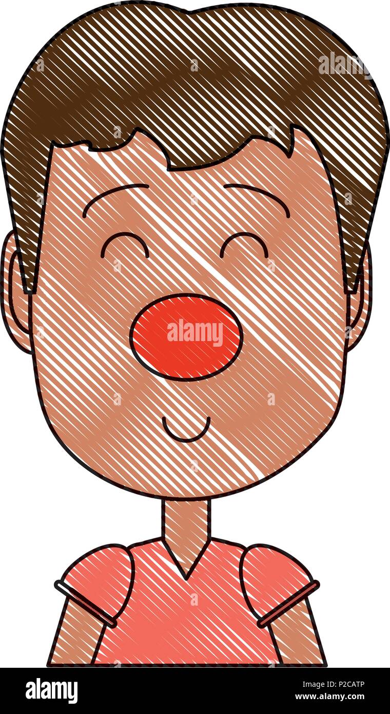 Cartoon boy with clown nose over white background, vector illustration ...