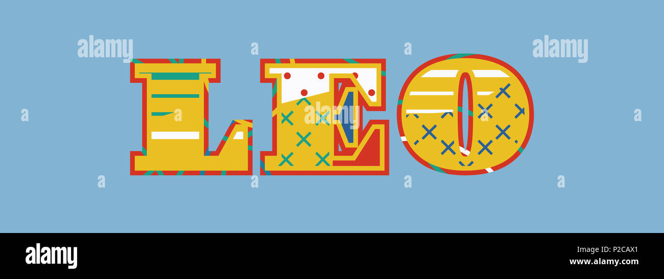 The word "LEO" concept written in colorful abstract typography Stock ...