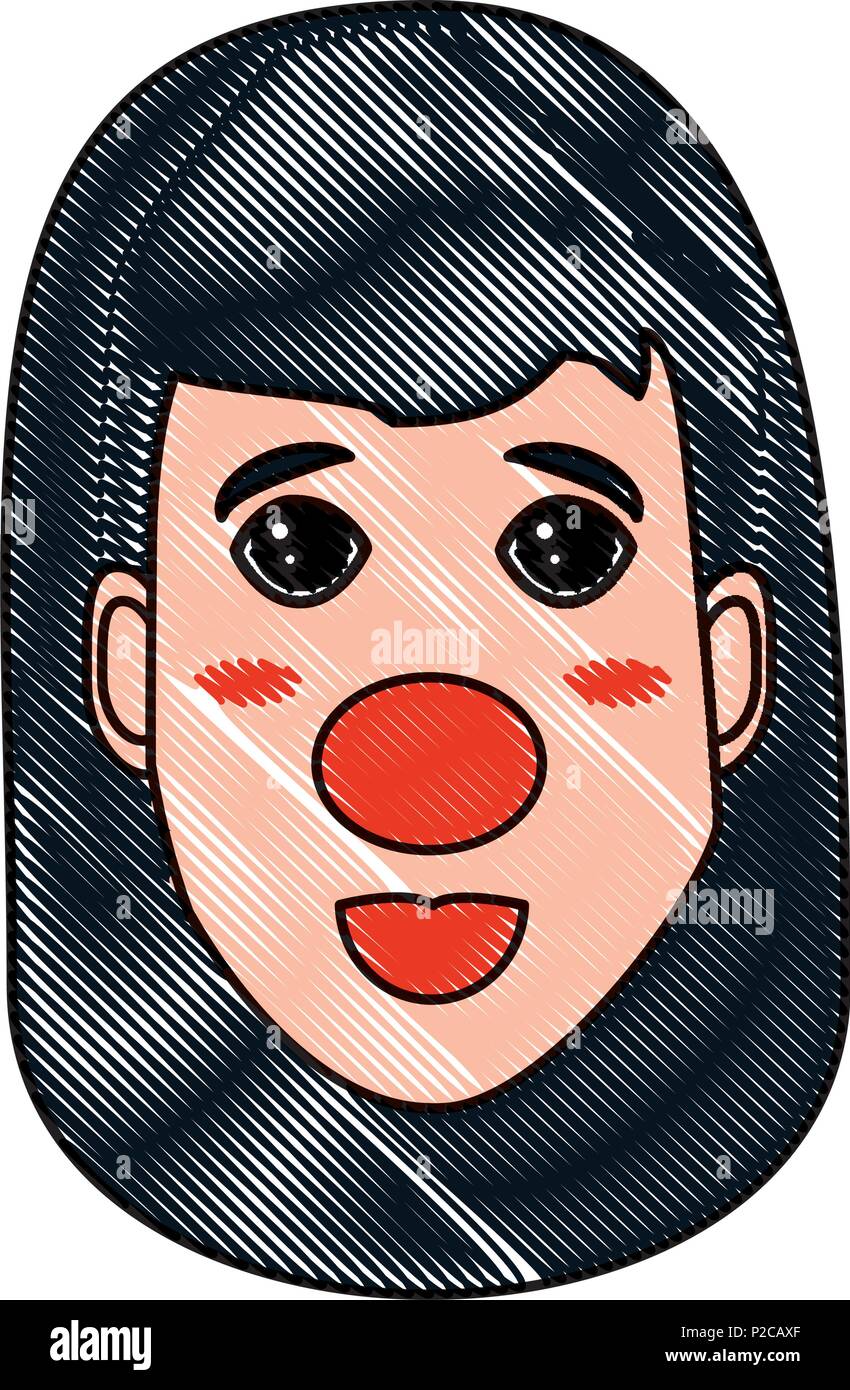 Woman face with red nose icon over white background, vector ...